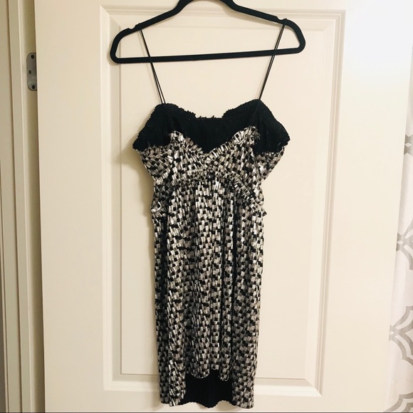 Zara | Dresses | Zara Metallic Silver Pattern Geometric Slip Dress ...